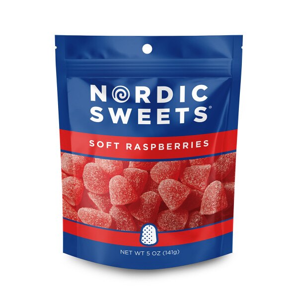 Nordic Sweets® Soft Raspberries Resealable Peggable Pouch | Chicago ...